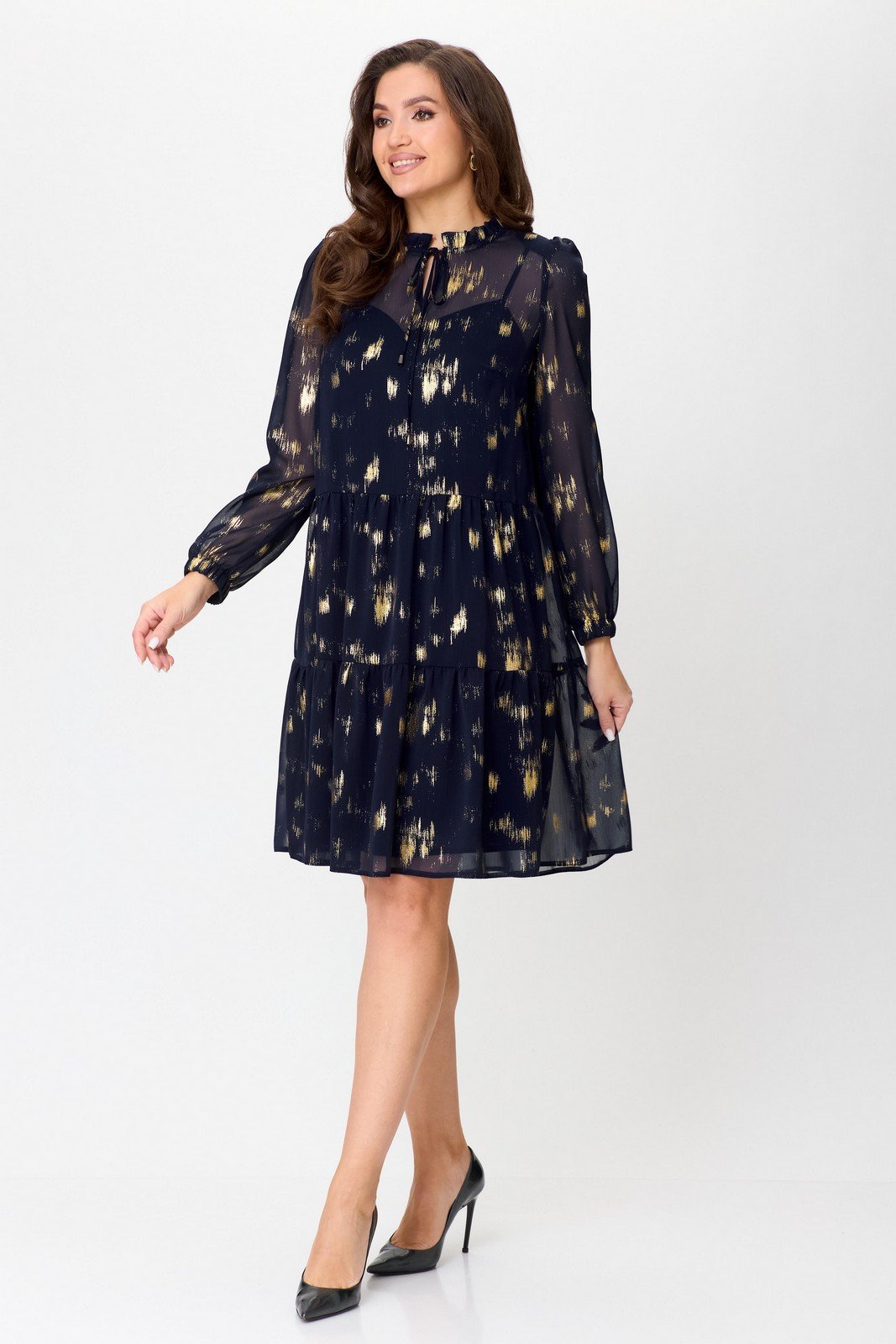 Платье 1137 синий + золото Milora купить в интернет магазине | в наличии